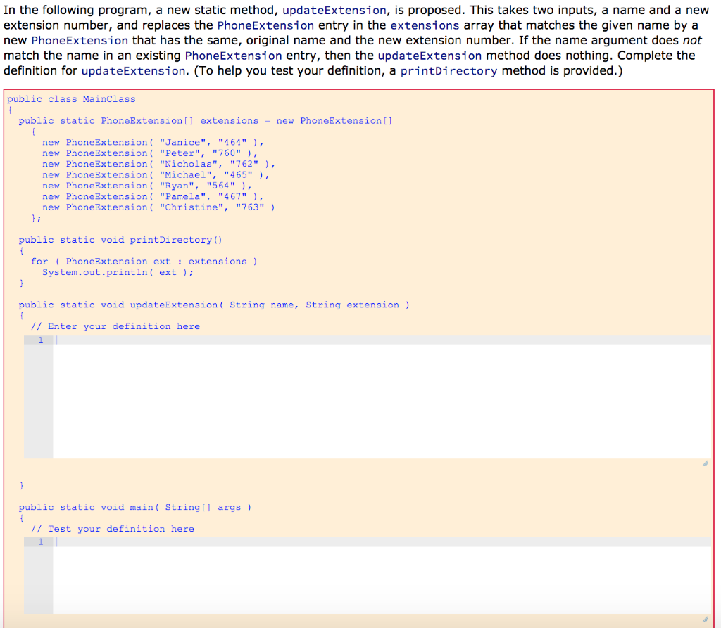 Solved The Phone Extension class (defined below) associates | Chegg.com