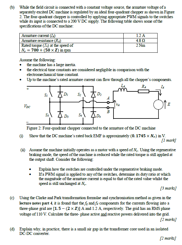 Solved (b) While the field circuit is connected with a | Chegg.com