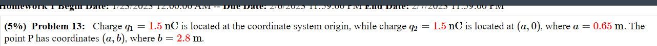 Solved (5\%) Problem 13: Charge q1=1.5nC is located at the | Chegg.com