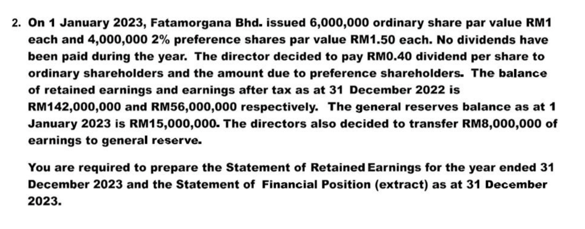 Solved On 1 ﻿January 2023, ﻿Fatamorgana Bhd. ﻿issued | Chegg.com