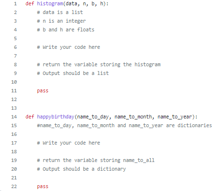 Solved Problem 1 Create a function called histogram that | Chegg.com