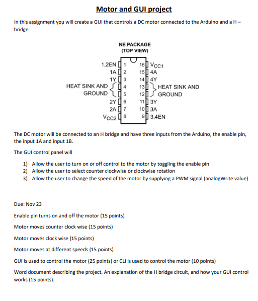 Solved Motor and GUI project In this assignment you will | Chegg.com