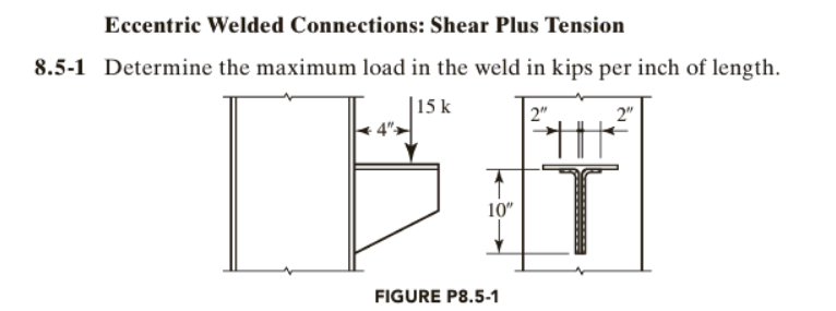 Solved Eccentric Welded Connections: Shear Plus Tension | Chegg.com