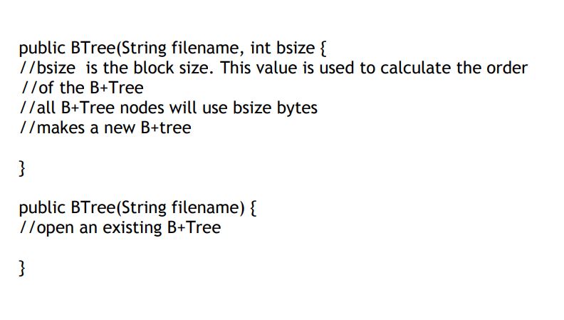 Implement the DBTable and the BTree classes shown on | Chegg.com