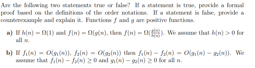 Solved Are the following two statements true or false? If a | Chegg.com