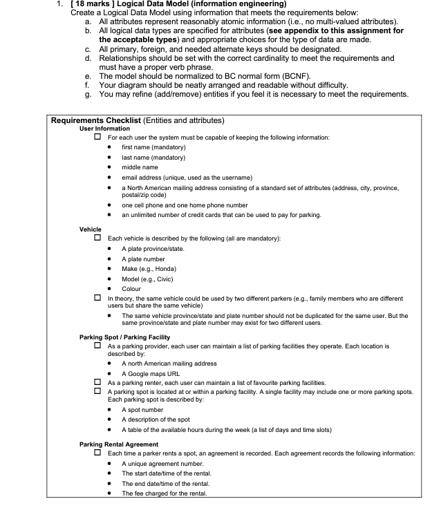 Solved 1. [ 18 marks ] Logical Data Model (information | Chegg.com