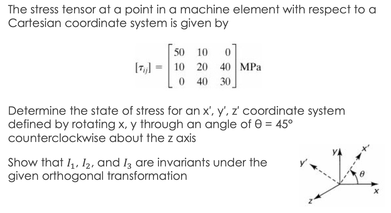 Solved The stress tensor at a point in a machine element | Chegg.com