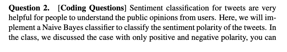 Solved Question 2. [Coding Questions] Sentiment | Chegg.com