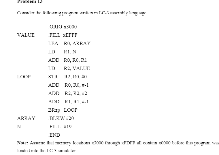 Solved Problem 13 Consider the following program written in | Chegg.com
