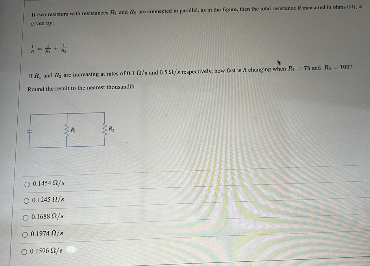 Solved If two resistors with resistances R1 and R2 are | Chegg.com