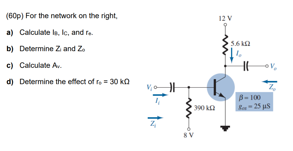 Solved (60p) For the network on the right, a) Calculate | Chegg.com