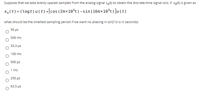 Solved Suppose that we take evenly spaced samples from the | Chegg.com