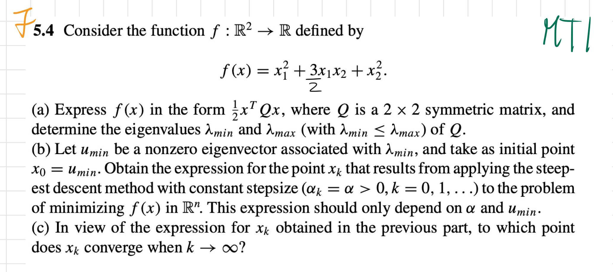 Solved 75.4 5.4 Consider the function f :R2 + R defined by | Chegg.com