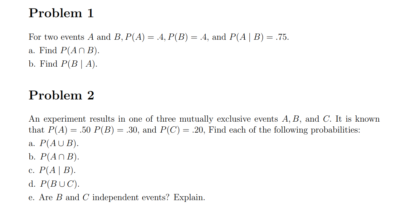 Solved For two events A and B,P(A)=.4,P(B)=.4, and | Chegg.com