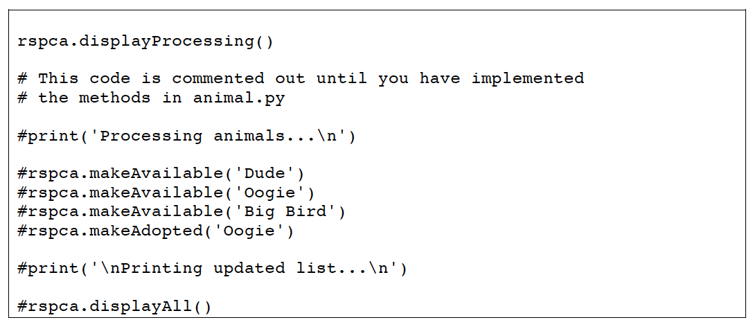Solved Type in the code below as shelters.py and copy and | Chegg.com
