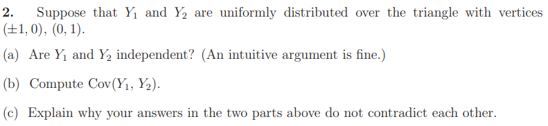 Solved Suppose that Y1 ﻿and Y2 ﻿are uniformly distributed | Chegg.com