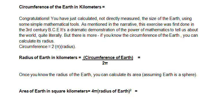 Solved Circumference of the Earth in Kilometers = | Chegg.com