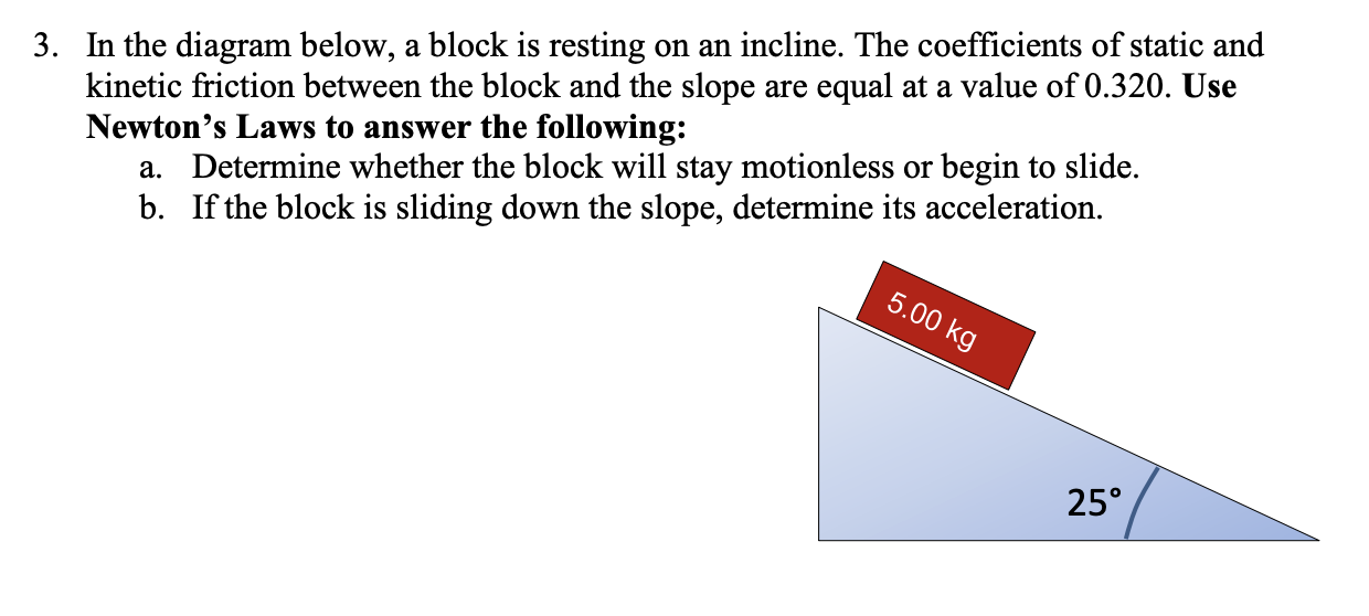 Solved 3. In the diagram below, a block is resting on an | Chegg.com