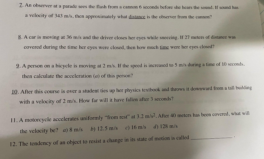 Solved 7. An observer at a parade sees the flash from a | Chegg.com