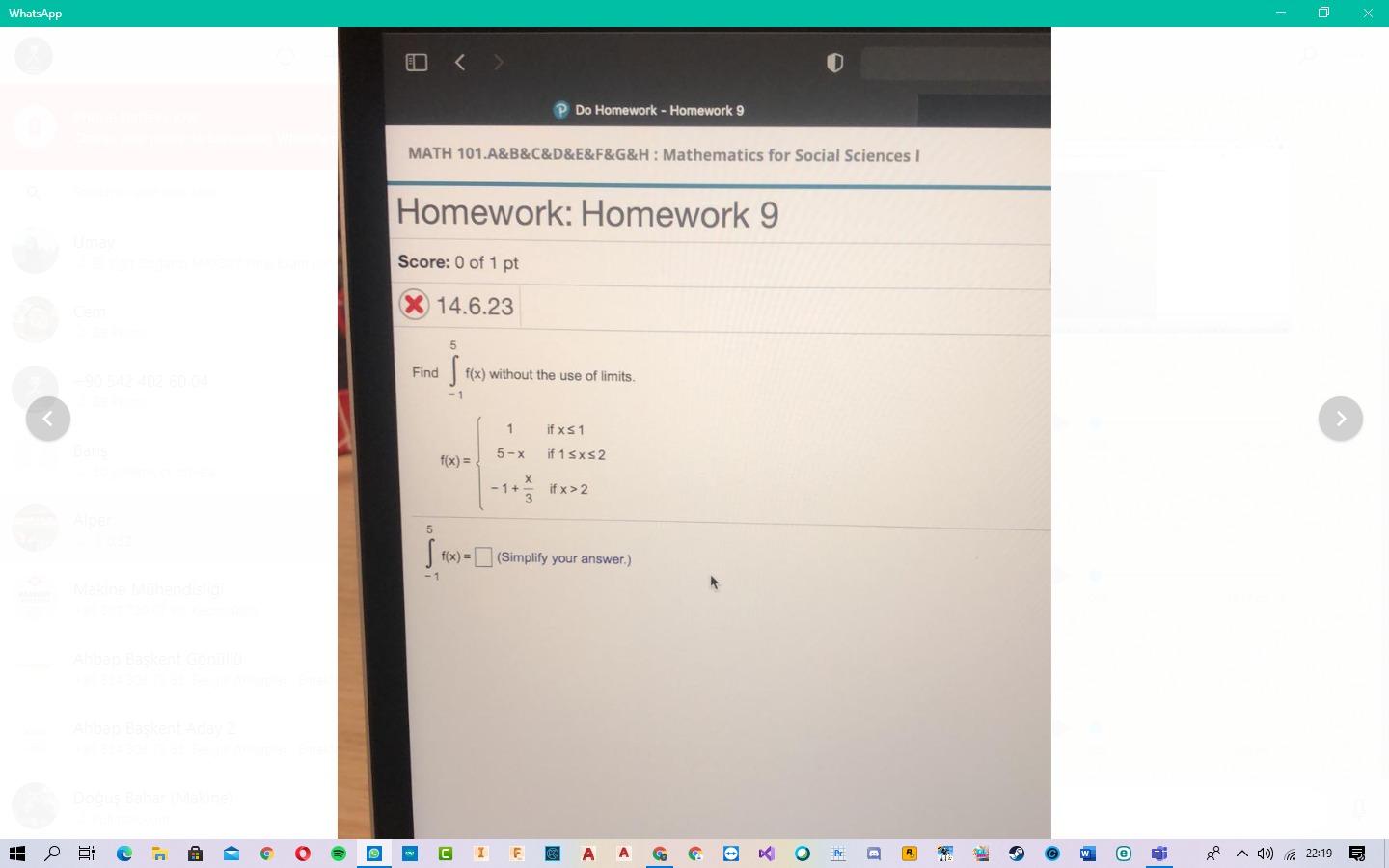 Solved WhatsApp Do Homework - Homework 9 MATH | Chegg.com