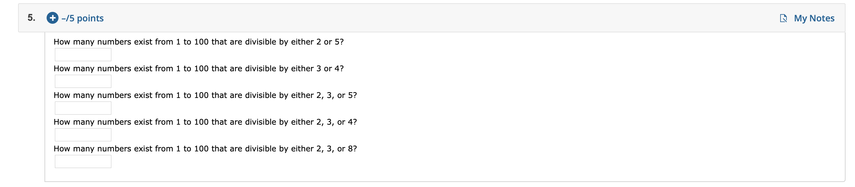Solved + -/5 points 5. R My Notes How many numbers exist | Chegg.com