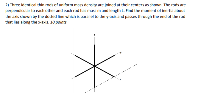 Solved 2) Three identical thin rods of uniform mass density | Chegg.com