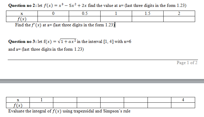 Solved Question no 2: let f(x) = x3 – 5x2 + 2x find the | Chegg.com