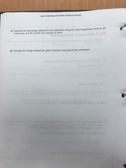 Solved Lab 4: Estimating the Calorie Content of Peanuts | Chegg.com