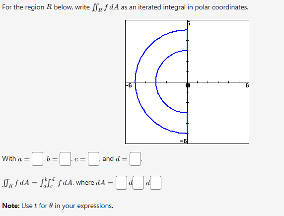 Solved For the region R ﻿below, write ∬RfdA as an ﻿iterated | Chegg.com