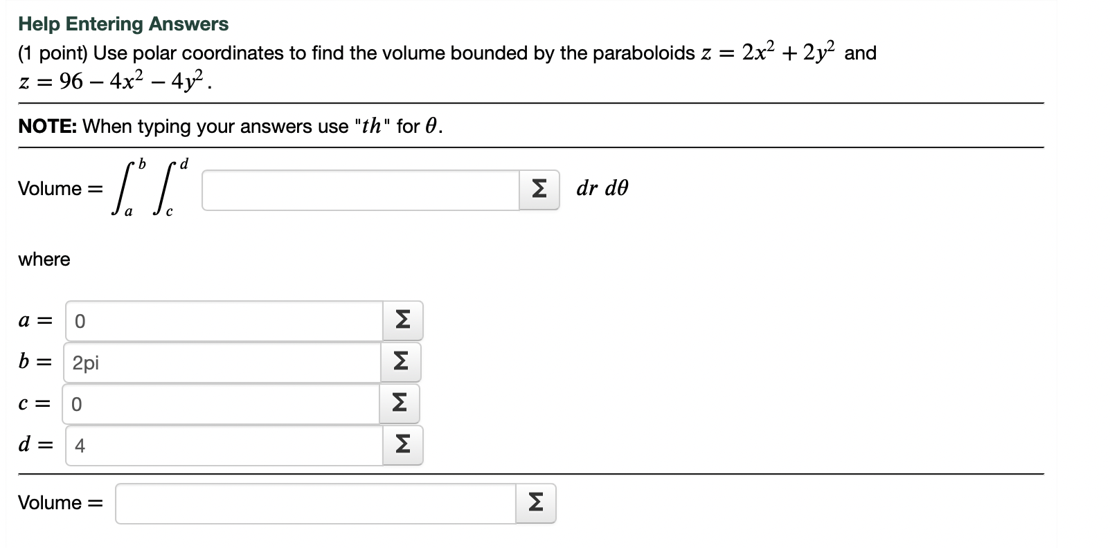 Solved Help Entering Answers(1 ﻿point) ﻿Use polar | Chegg.com