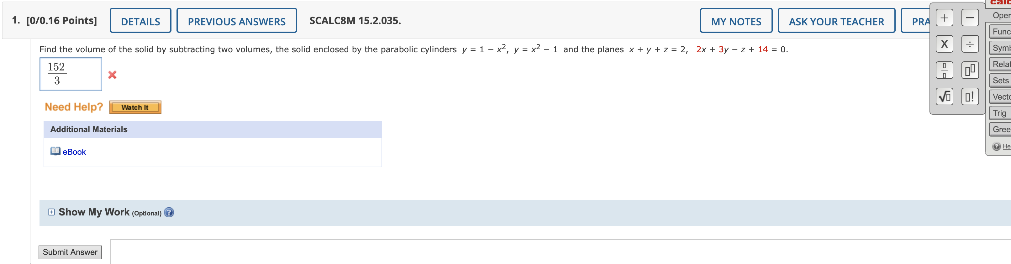 Solved Find the volume of the solid by subtracting two | Chegg.com