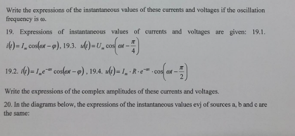 Solved Write the expressions of the instantaneous values of | Chegg.com