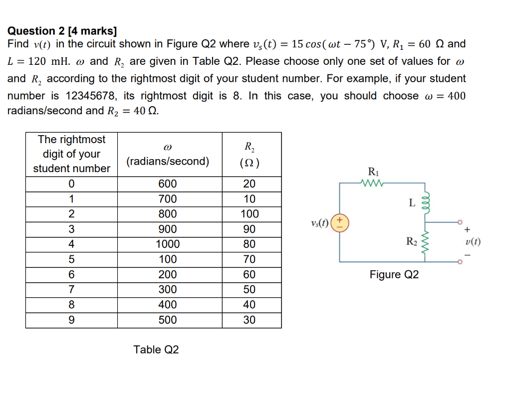Solved Question 2 [4 marks] Find v(t) in the circuit shown | Chegg.com