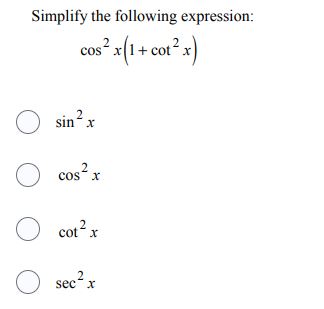 Solved Simplify the following expression: | Chegg.com