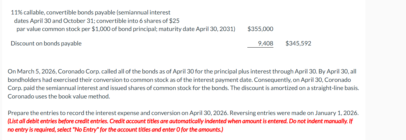 Solved \( 11 \% \) ﻿callable, convertible bonds payable | Chegg.com