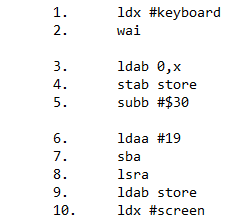 Solved 1a) Below is a snippet of a code for a 6800 assembly | Chegg.com