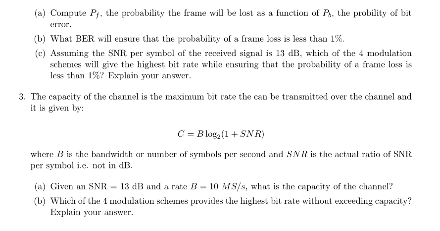 Solved Consider the follow BER versus Eb/No curves for BPSK, | Chegg.com