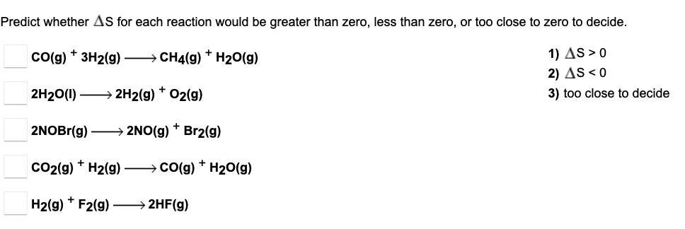 Solved Predict whether AS for each reaction would be greater | Chegg.com