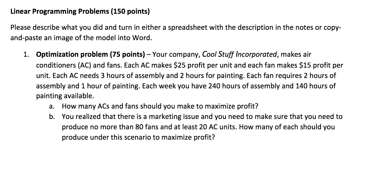 Solved Linear Programming Problems (150 points) Please | Chegg.com