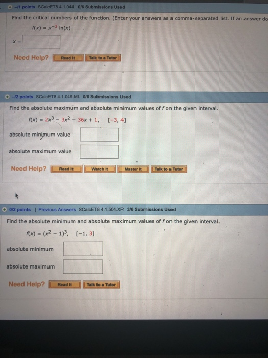 Solved -/1 points SCalcET8 4.1.044. 0/6 Submissions Used | Chegg.com