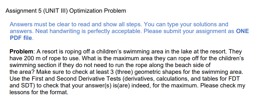Solved Assignment 5 (UNIT III) ﻿Optimization ProblemAnswers | Chegg.com