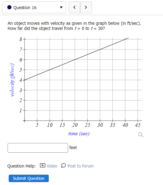 Solved Question 16 > An object moves with velocity as given | Chegg.com