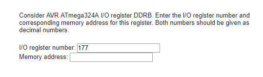 Solved Consider AVR ATmega324A I/O register DDRB. Enter the | Chegg.com
