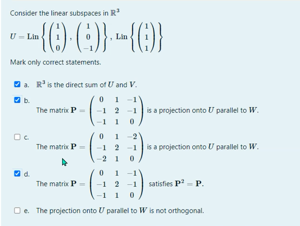 Solved Consider the linear subspaces in R3 | Chegg.com