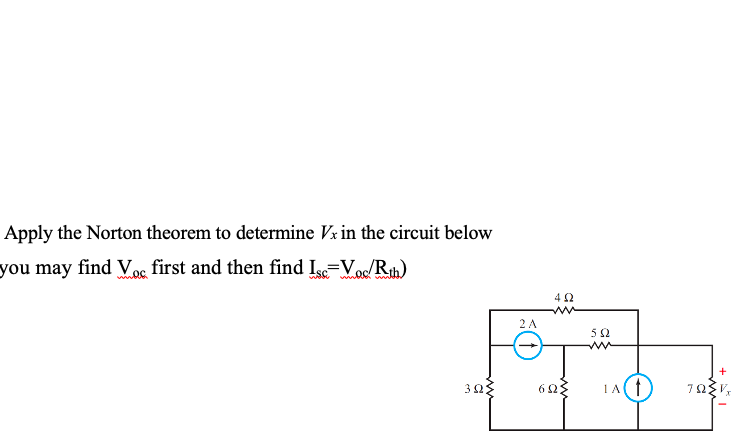Solved Apply the Norton theorem to determine Vx in the | Chegg.com