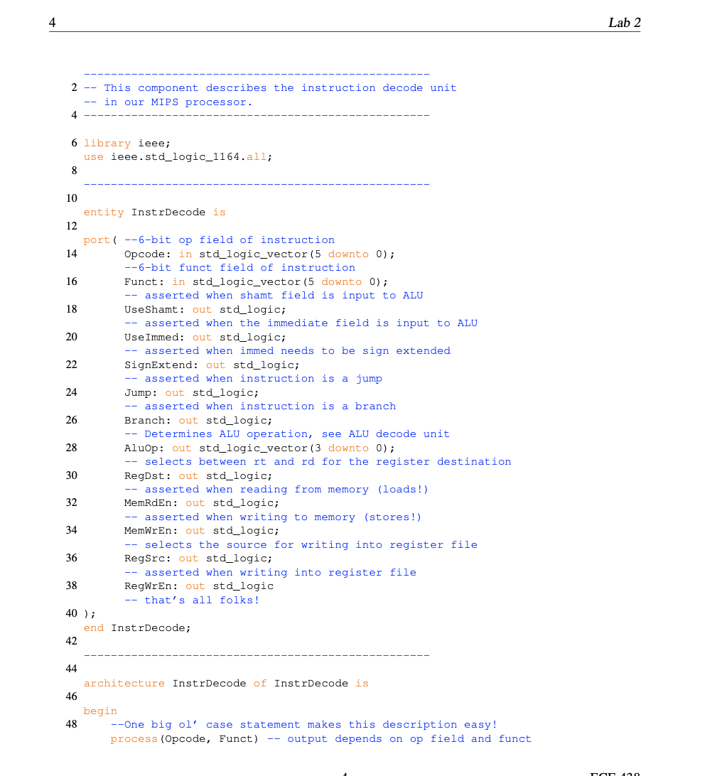 1. Describe the ALU decode uni tin VHDL.The ALU | Chegg.com