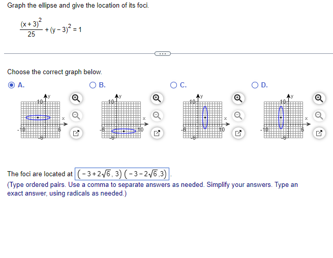 Solved Graph the ellipse and give the location of its foci. | Chegg.com