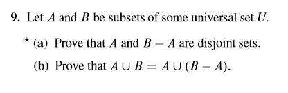 Solved 9. Let A and B be subsets of some universal set U (a) | Chegg.com