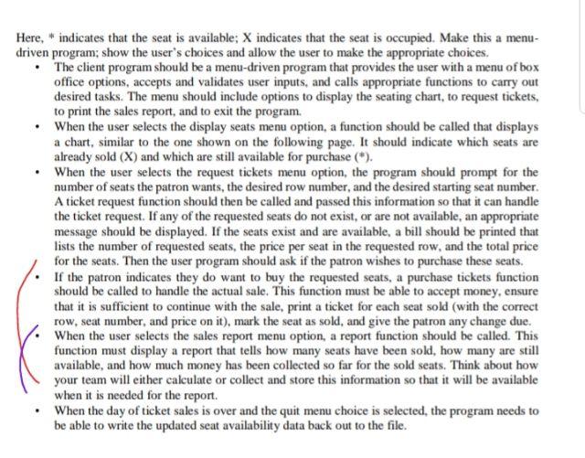 Solved Airplane Seating Assignment - Write a program that | Chegg.com