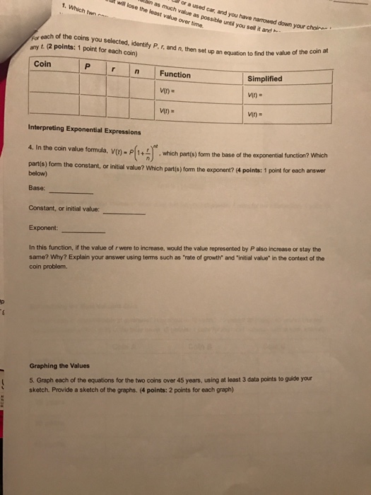 Solved owth Linear and Exponential Practice Assignment | Chegg.com